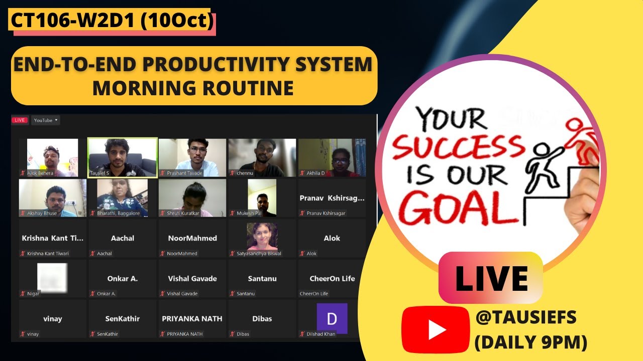 W2D1: Productivity system + Morning routine Overview (10Oct, 9PM) - YouTube
