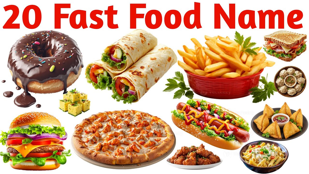 Fast Food Names for Kids | 20 Popular Fast Foods in English | Learn ...