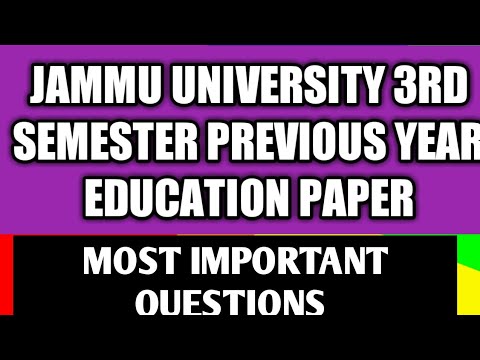 B.A semester 3rd previous year education question paper ||Jammu ...