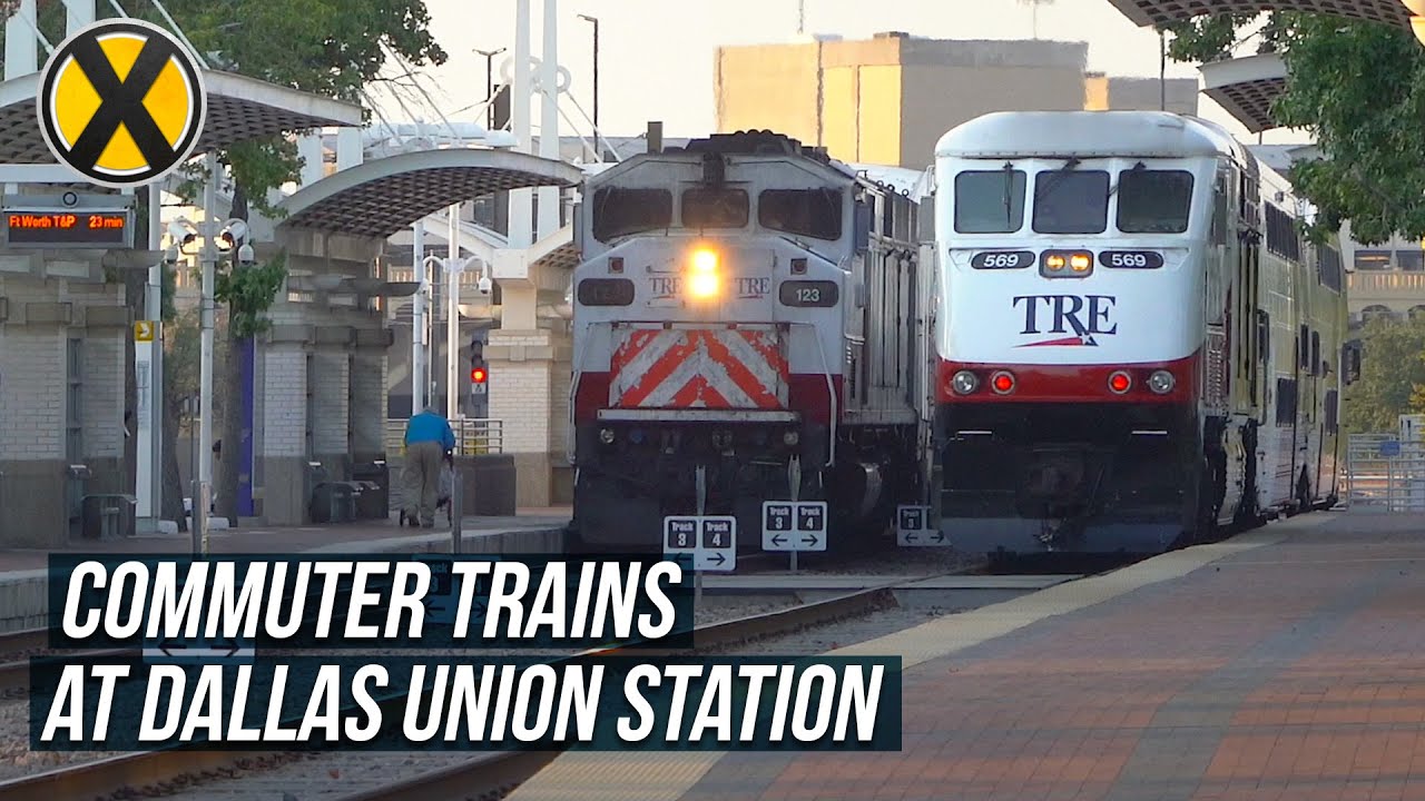 Morning Commuter Trains at Dallas Union Station - YouTube