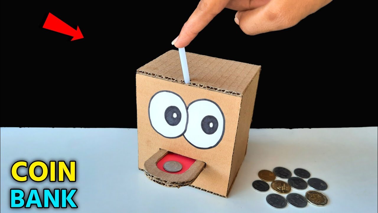 how to make coin bank from cardboard , how to make cardboard toy , how ...