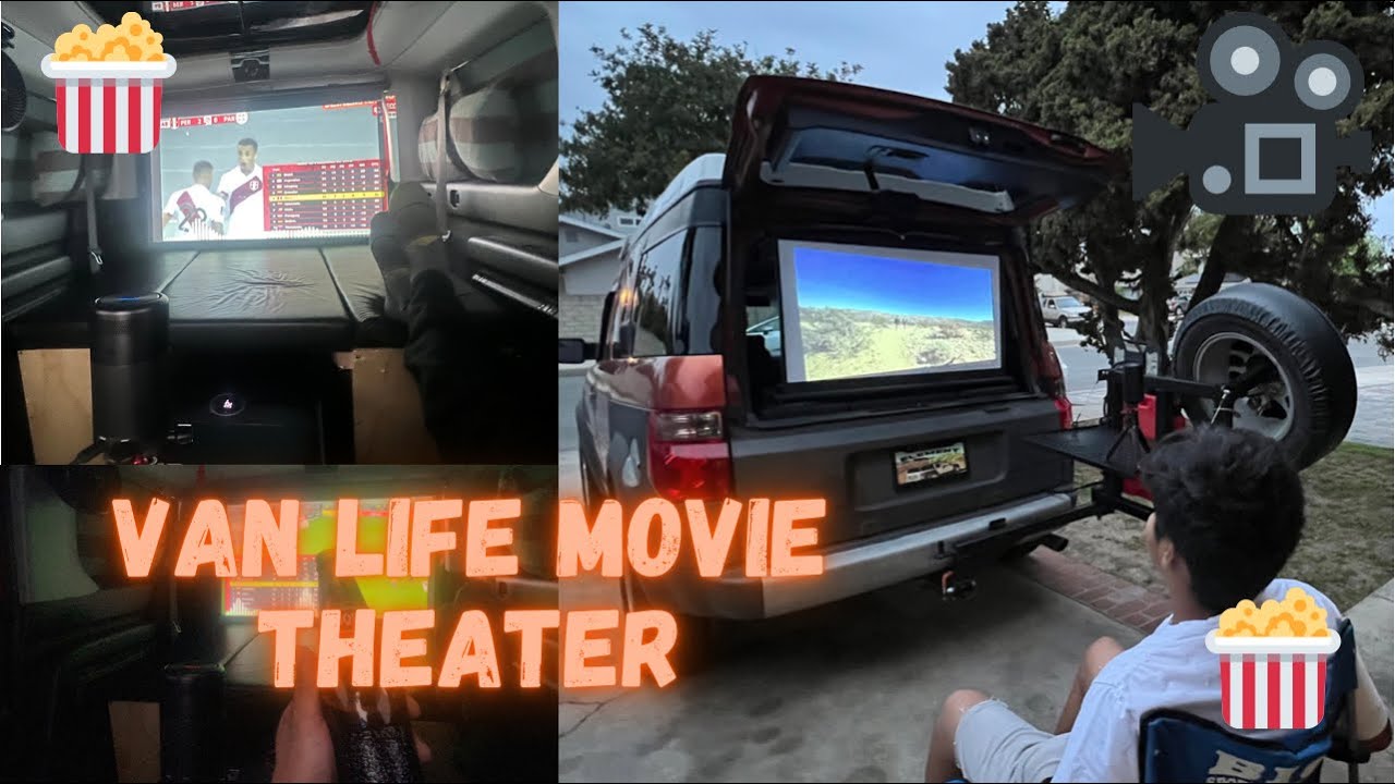 Van Life Movie Theater -Projector Movie while Camping - Honda Element ...