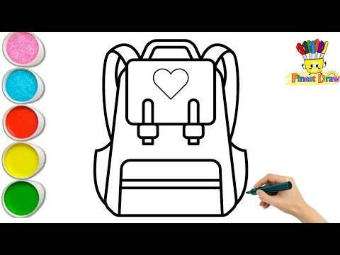 School bag drawing for kids and toddlers|cute school backpack drawing ...
