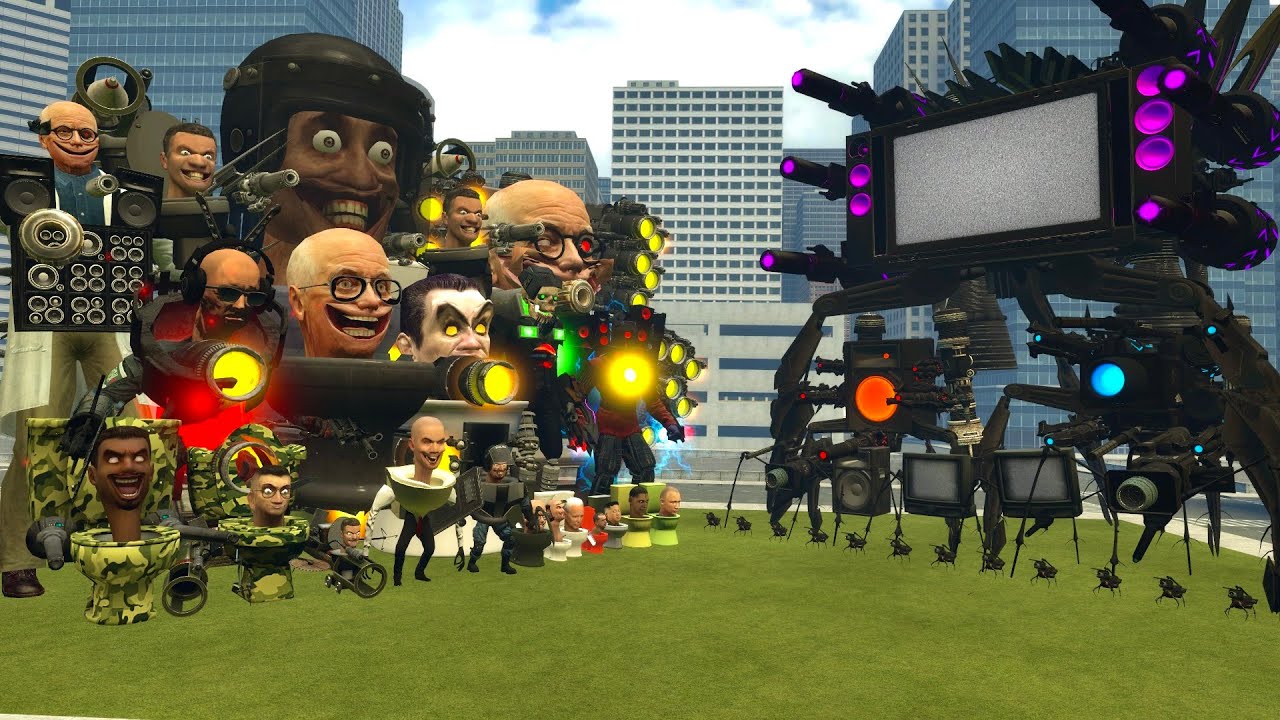 UPGRADED TV STRIDER VS ALL SKIBIDI TOILET BOSSES In Garry's Mod!! - YouTube