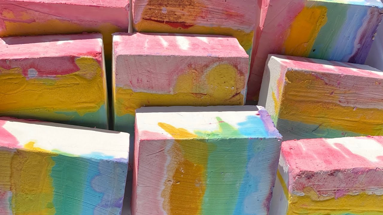 10 beautiful soft rainbow 🌈 gym chalk blocks • super satisfying ASMR ...