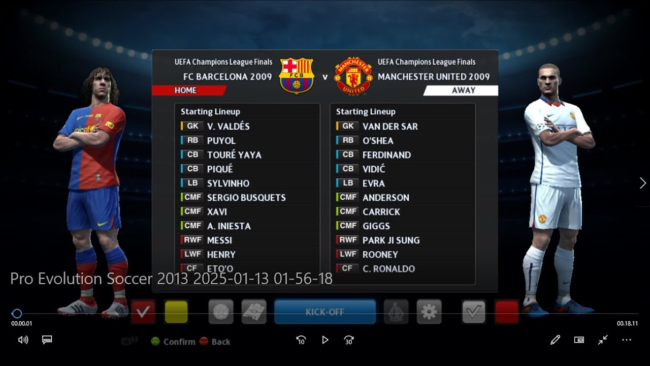 FINAL UCL 2008/09 • BARCELONA vs MAN UTD • PES 2013 PC • CLASSIC PATCH - YouTube
