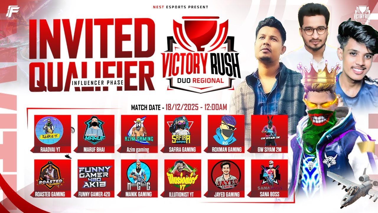[🔴LIVE] INVITED QUALIFIER INFLUENCER PHASE | VICTORY RUSH DUO REGIONAL ...