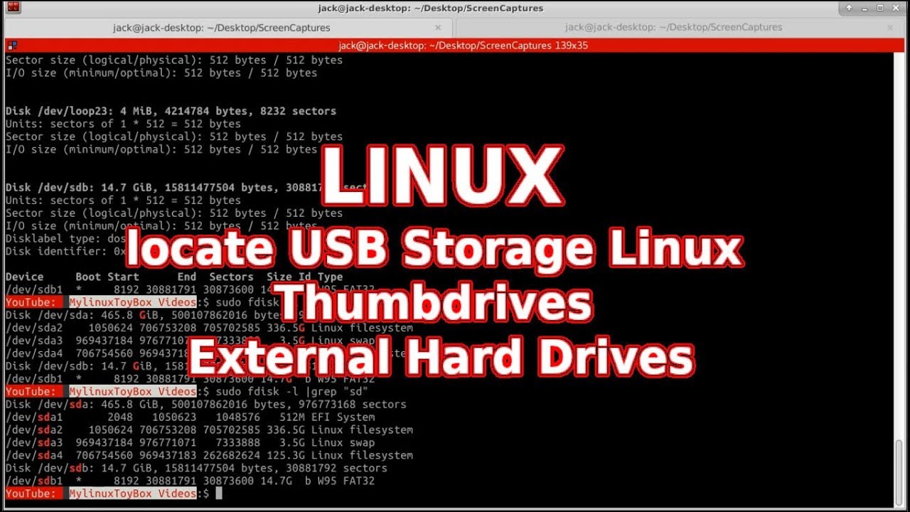 Locate USB Storage Linux Thumb drives External Hard Drives - YouTube