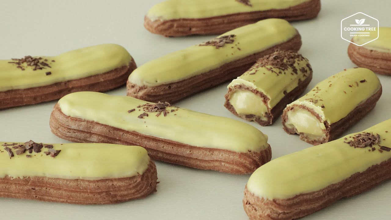 피스타치오 에클레어 : 초코 에끌레어 만들기 : Pistachio Eclair : Chocolate Eclair Recipe ...