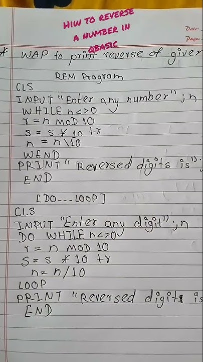 HOW TO REVERSE A NUMBER IN QBASIC II PROGRAMMING II #studywithme # ...