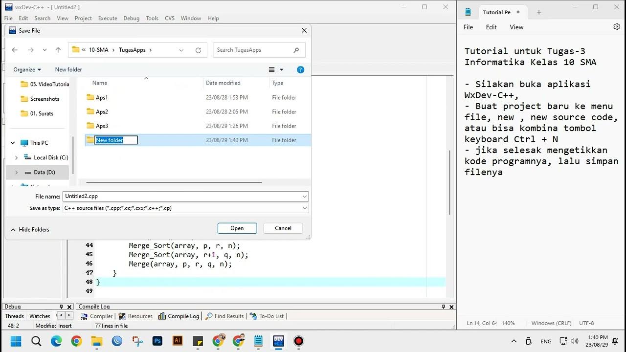 Program Merge Sort pada WxDev-C++ - YouTube