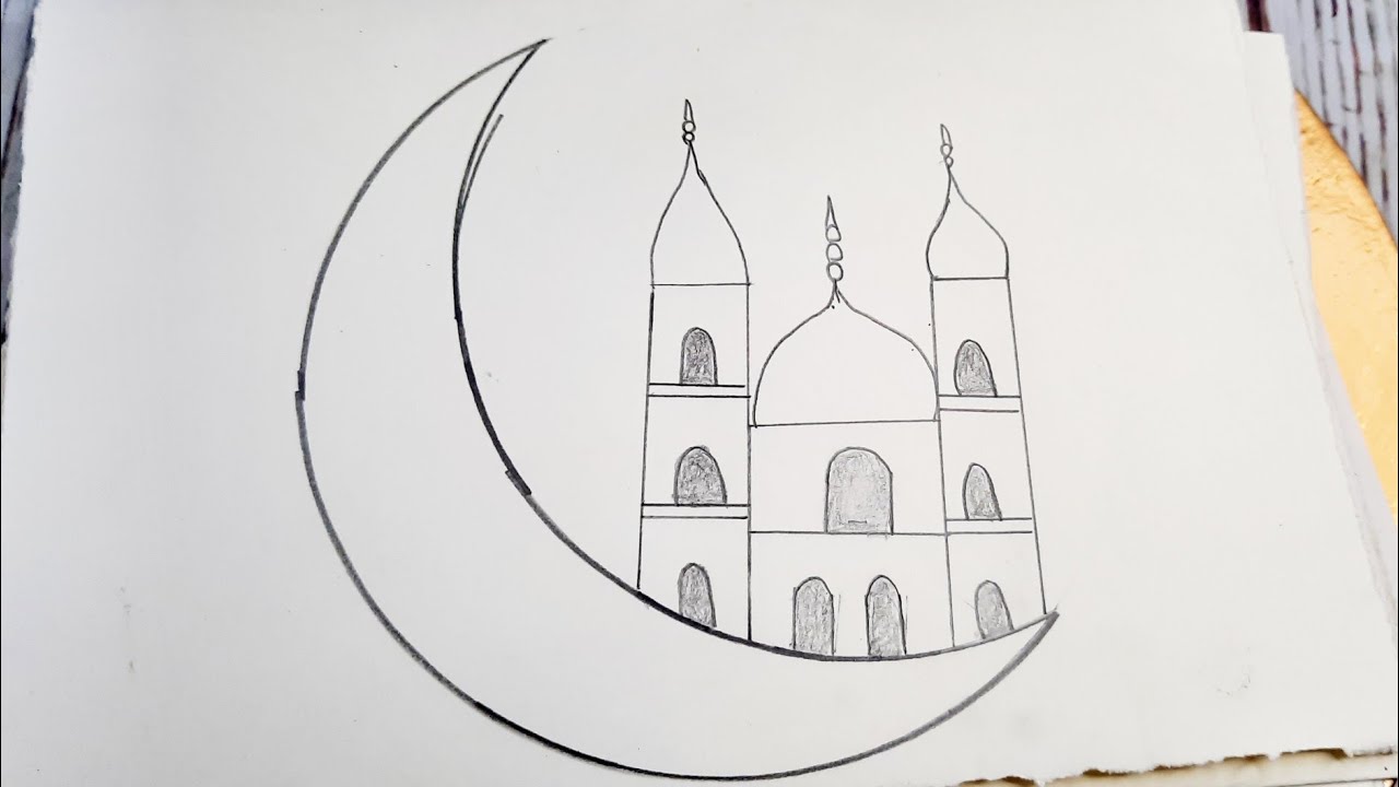 How To Draw Ramadan Picture For Kid || Easy Ramadan Picture Drawing ...