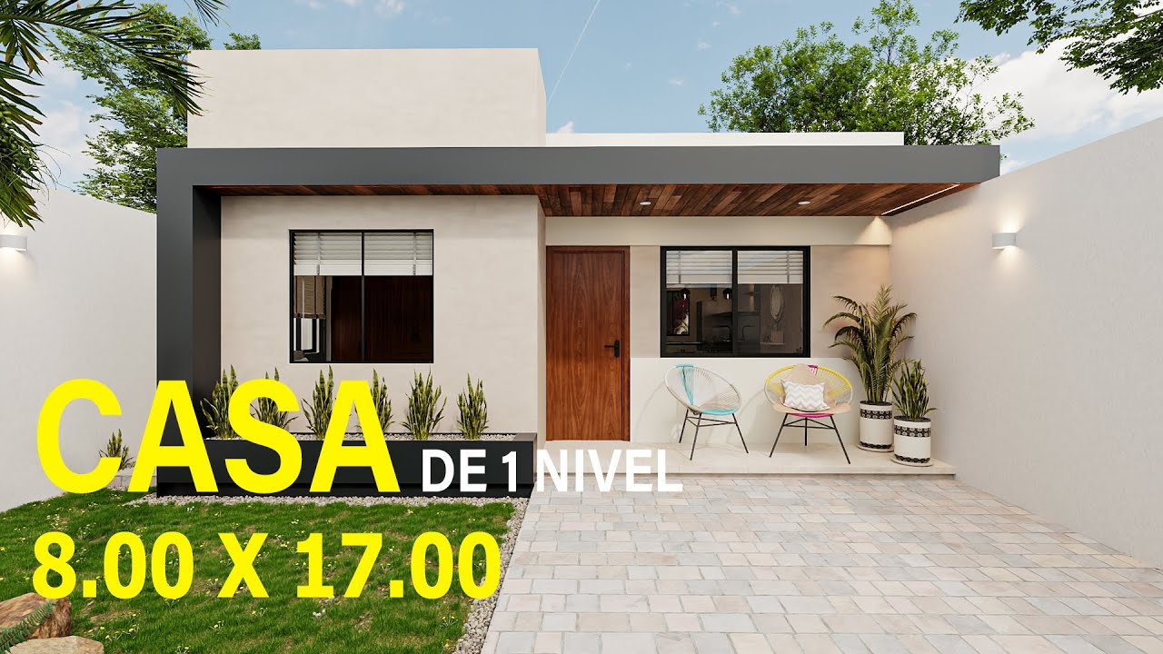 DISEÑO DE CASA / 8m X 17m / 3 DORMITORIOS /HOUSE DESING 8m x 17m METERS ...