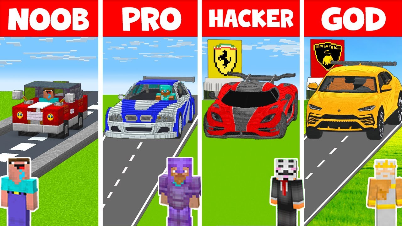 Minecraft NOOB vs PRO vs HACKER vs GOD: SPORT CAR CHALLENGE in ...