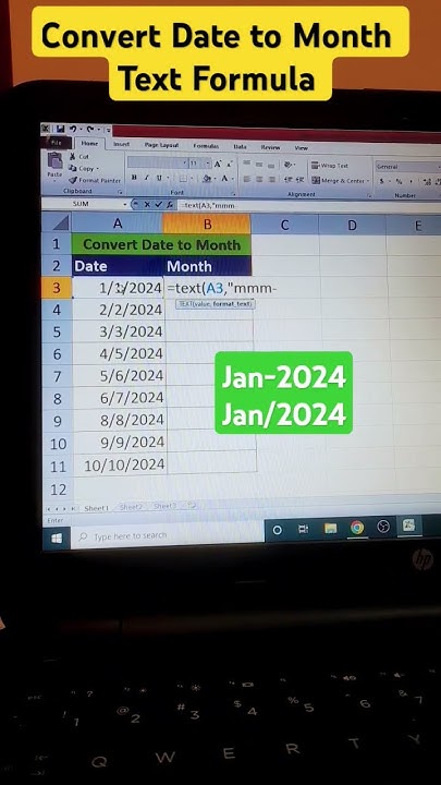 Convert Date into Month TEXT Formula #shorts #formula #ms_excel - YouTube