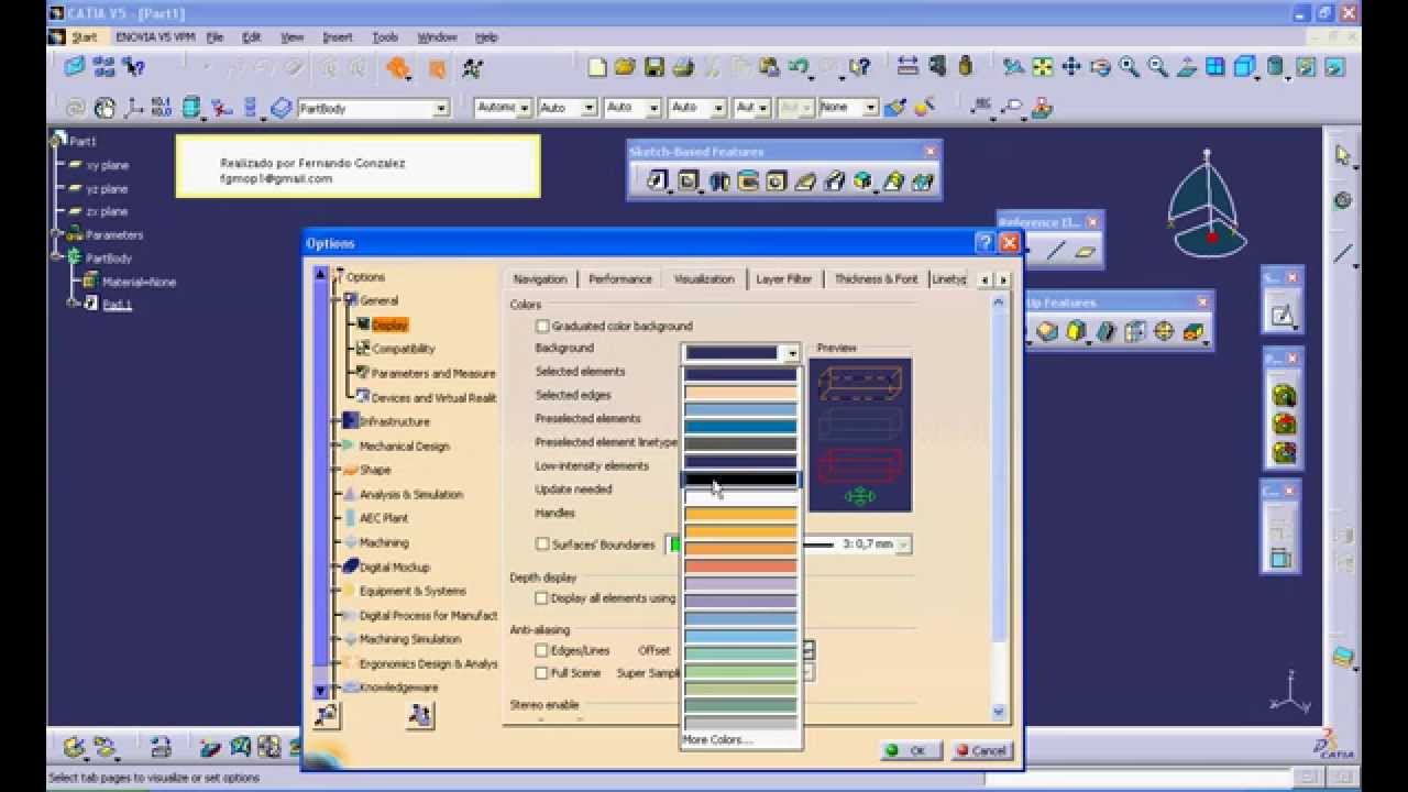 Como cambiar el color del fondo de catia - YouTube