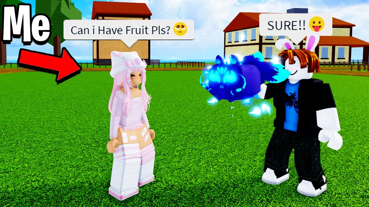 Begging For FRUITS As a GIRL For 24 Hours in Blox Fruits - YouTube