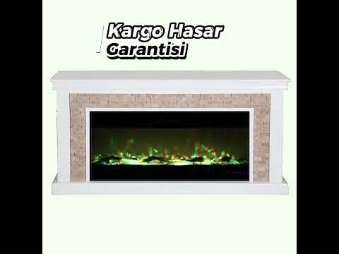 Tektes 150cm 8 Renkli MDF Ahşap Kasalı Taş Dekorlu Elektrikli Şömineler Stoklarımızda...