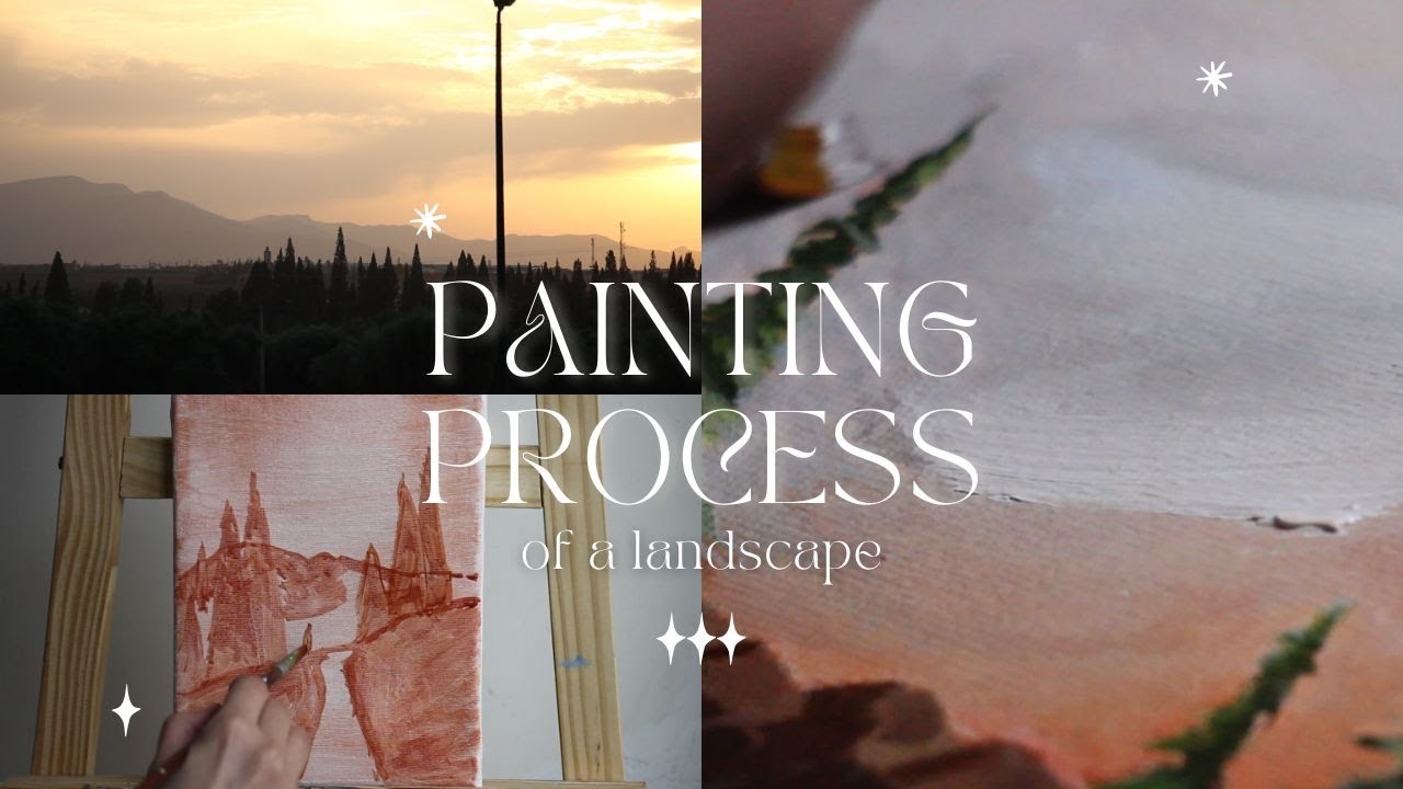 Painting process Landscape acrylic painting - YouTube