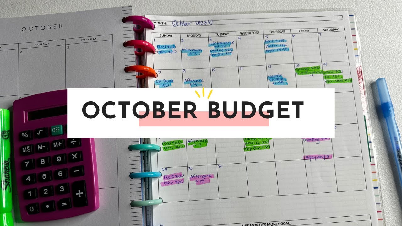 BUDGET WITH ME: October 2023 | How to create a monthly budget using an ...