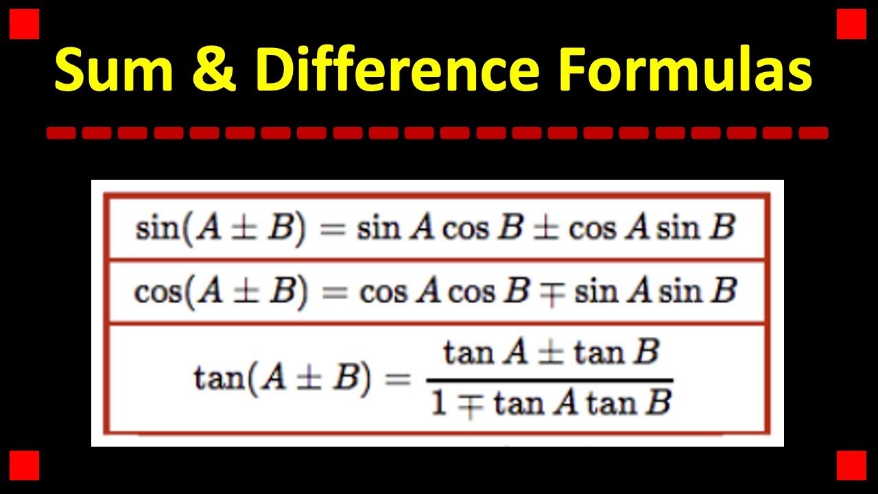 Using The Sum Difference Formulas In Trig YouTube