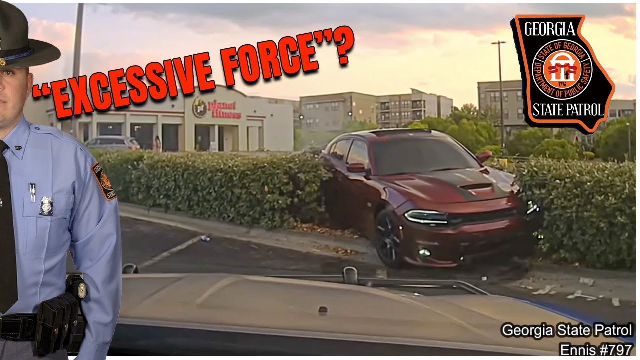 Georgia State Patrol RAMS Charger Scatpack 392 into the F***ING BUSHES | EXCESSIVE FORCE? - YouTube