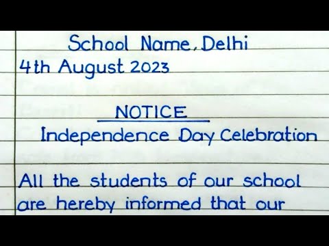 Notice on Independence Day Celebration in English ll Notice Writing ll ...