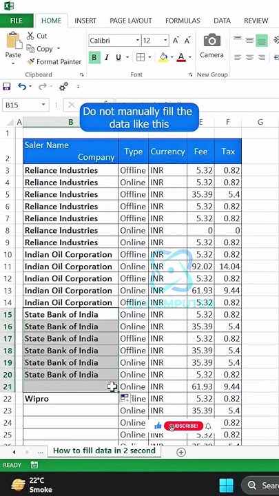 🤯 How to fill Data in 10 seconds in Excel #excel #shorts #ytshorts - YouTube