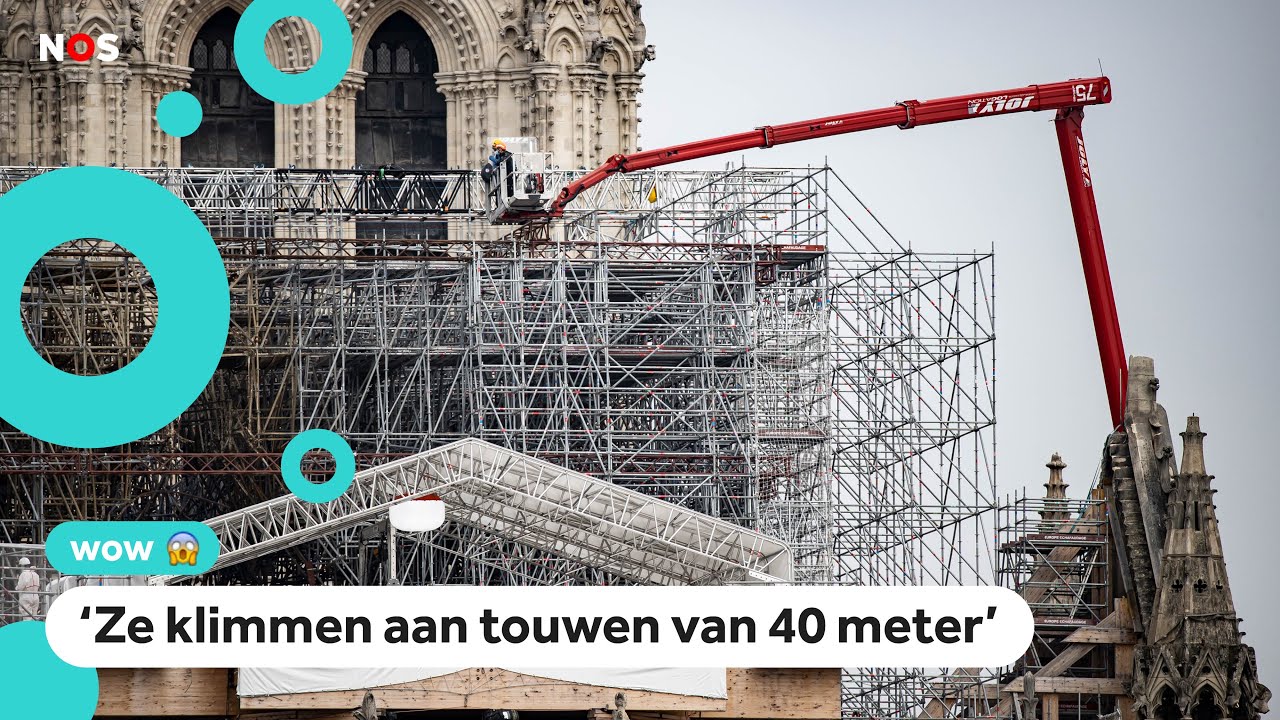 Gevaarlijke klus bij wereldberoemde Notre Dame - YouTube