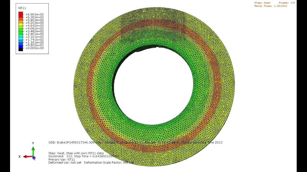 Simulation of heat bands in a disc brake - YouTube