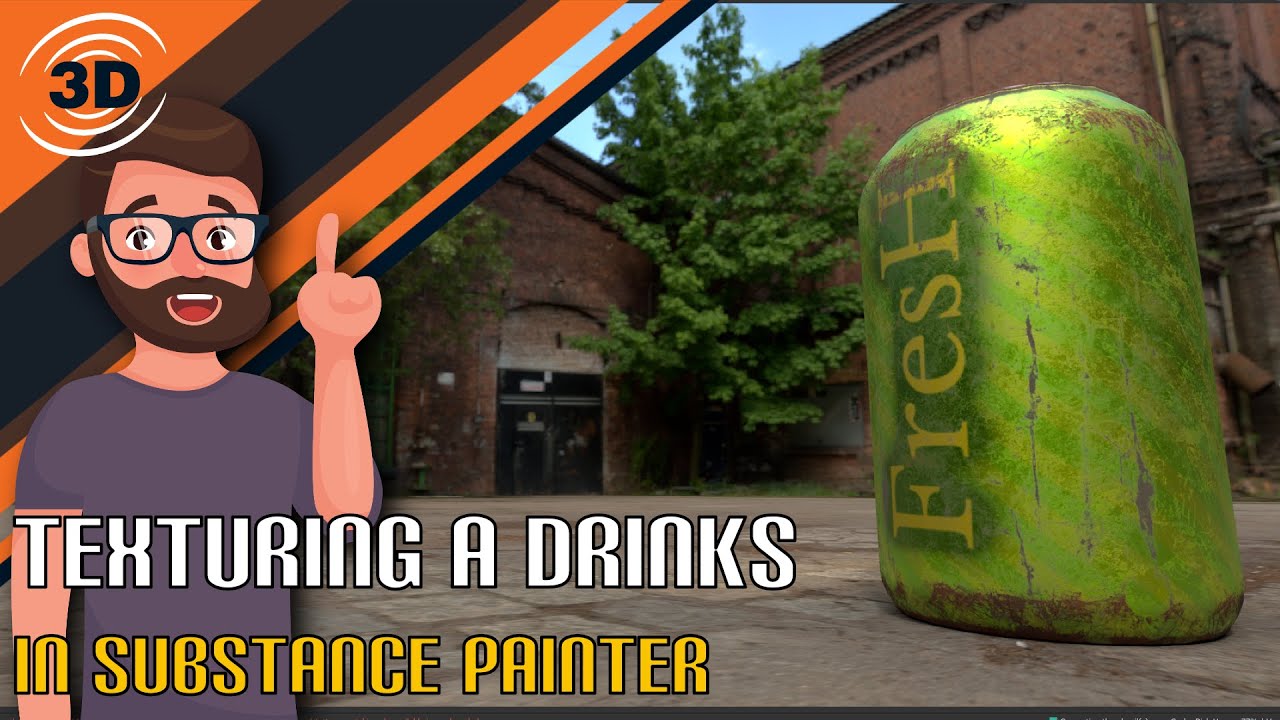 Texture a Low Poly Drinks Can in Substance Painter - YouTube