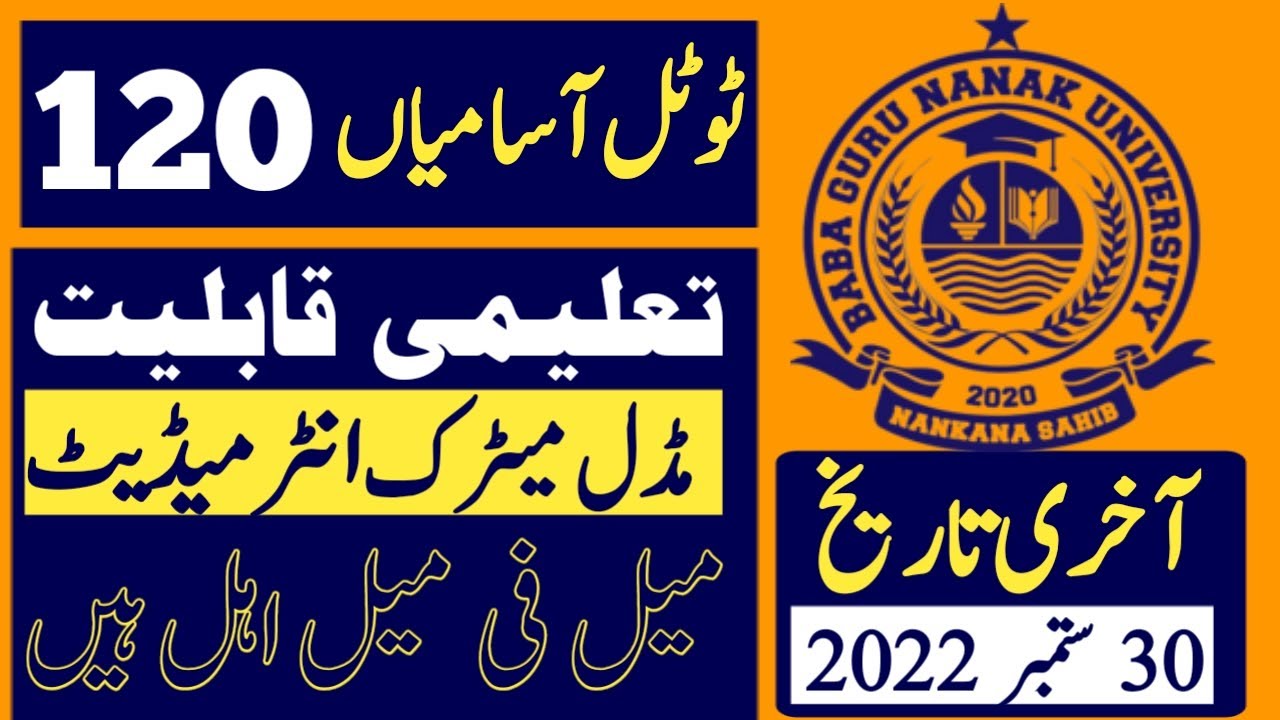 Baba Guru Nanak University government jobs BGNU 2022 |today all jobs ...