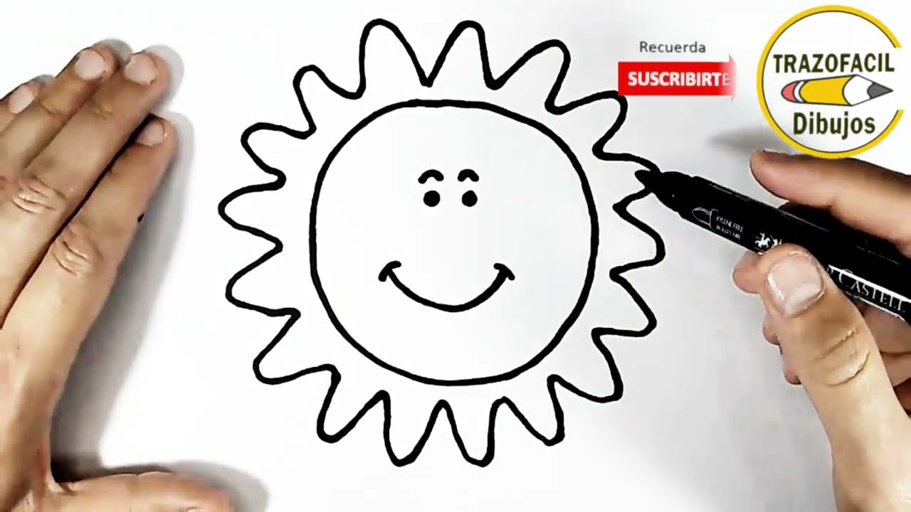 🔴 ️ Dibujar un sol facil paso a paso para niños 👉Dibujos faciles para ...