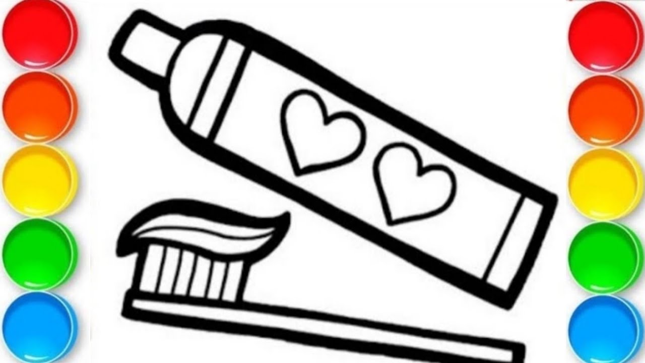 Toothbrush and teeth Drawing, Colouring and Painting for Toddlers & Kid ...