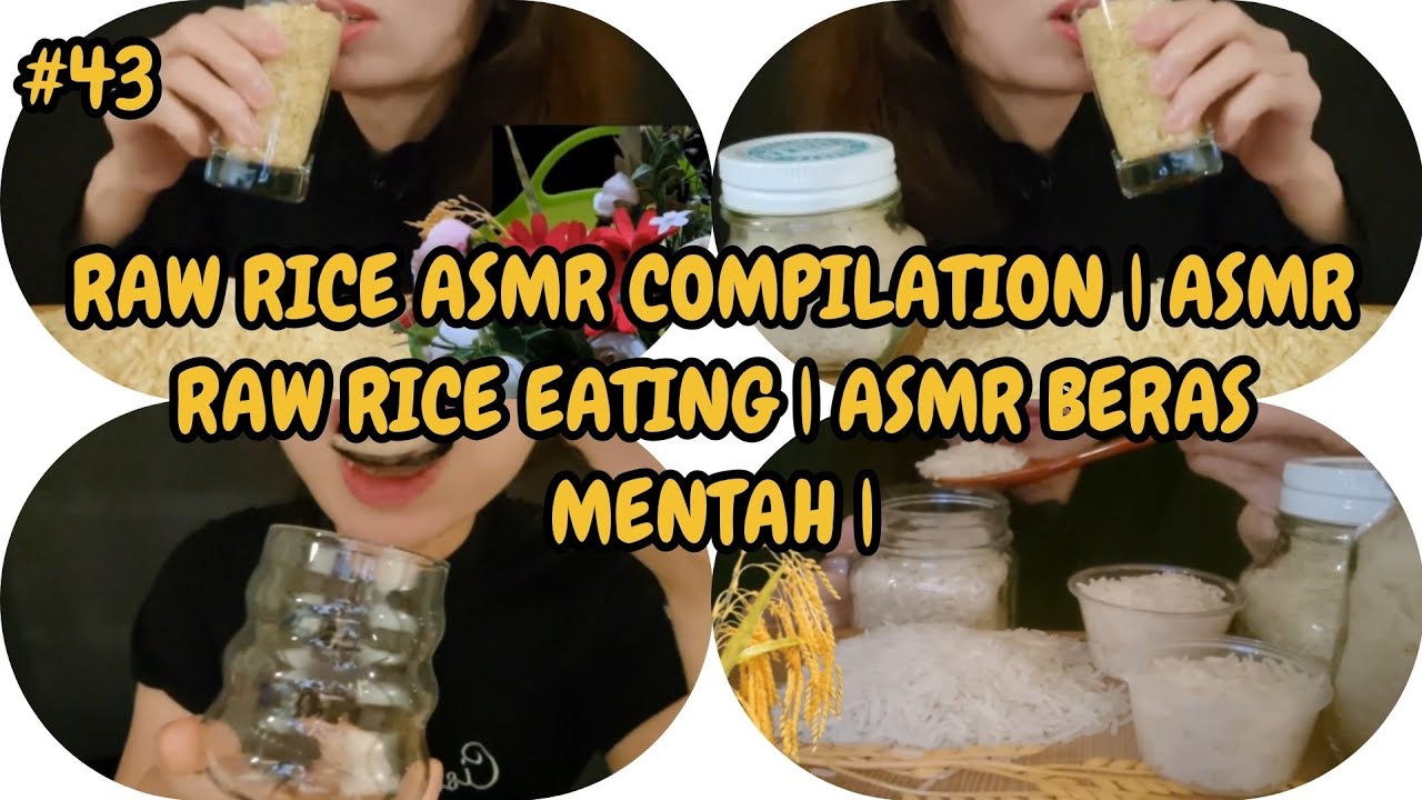 RAW RICE ASMR COMPILATION | ASMR RAW RICE EATING | ASMR BERAS MENTAH ...