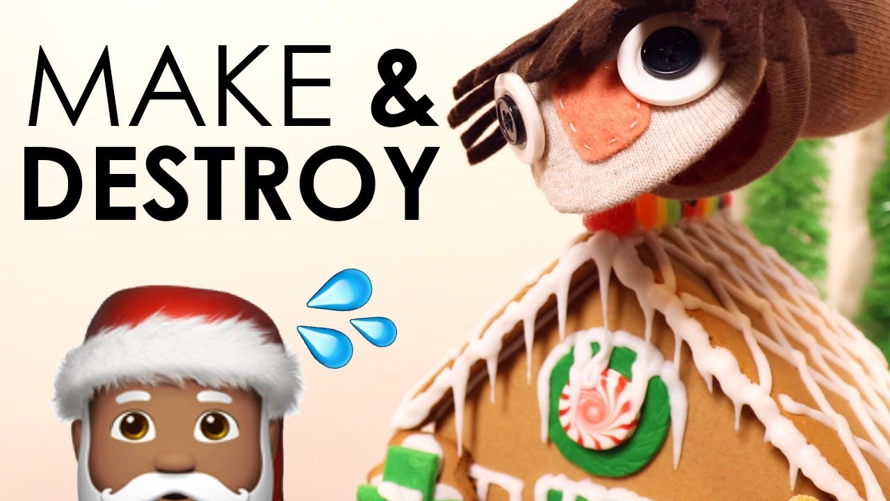 MAKE & DESTROY Gingerbread House | Sock Kasey - YouTube