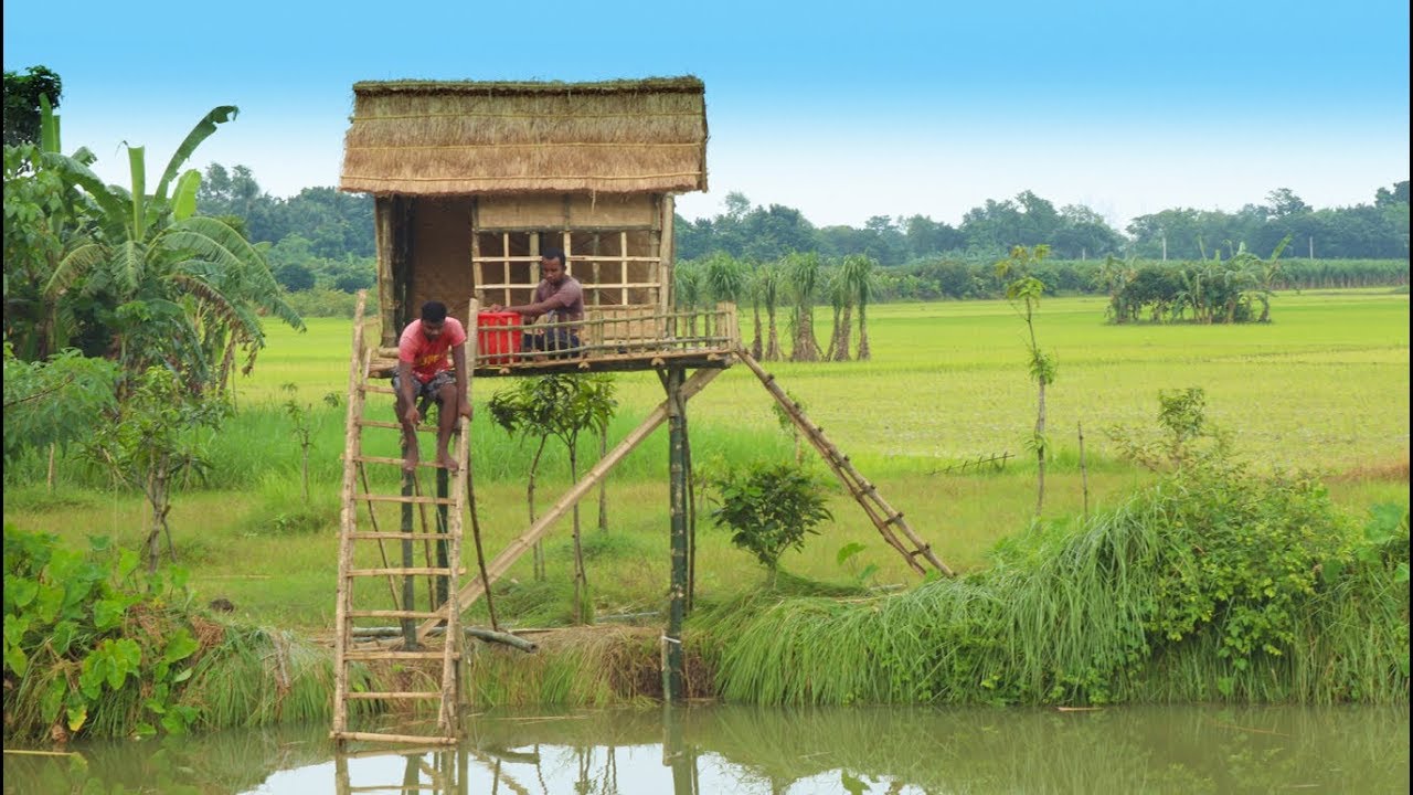 Amazing Fishing House Making By Smart Boys - Ponds Side Swimming Pool ...