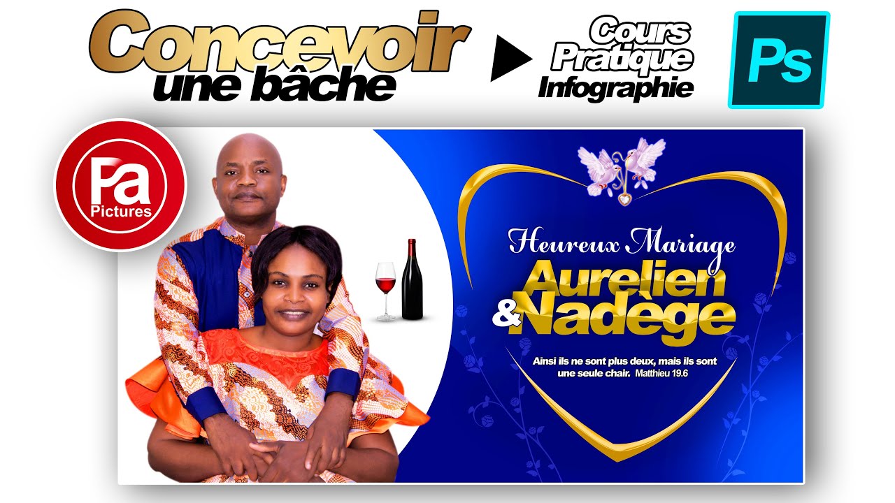 Comment concevoir une bâche (banderole) sur photoshop - YouTube