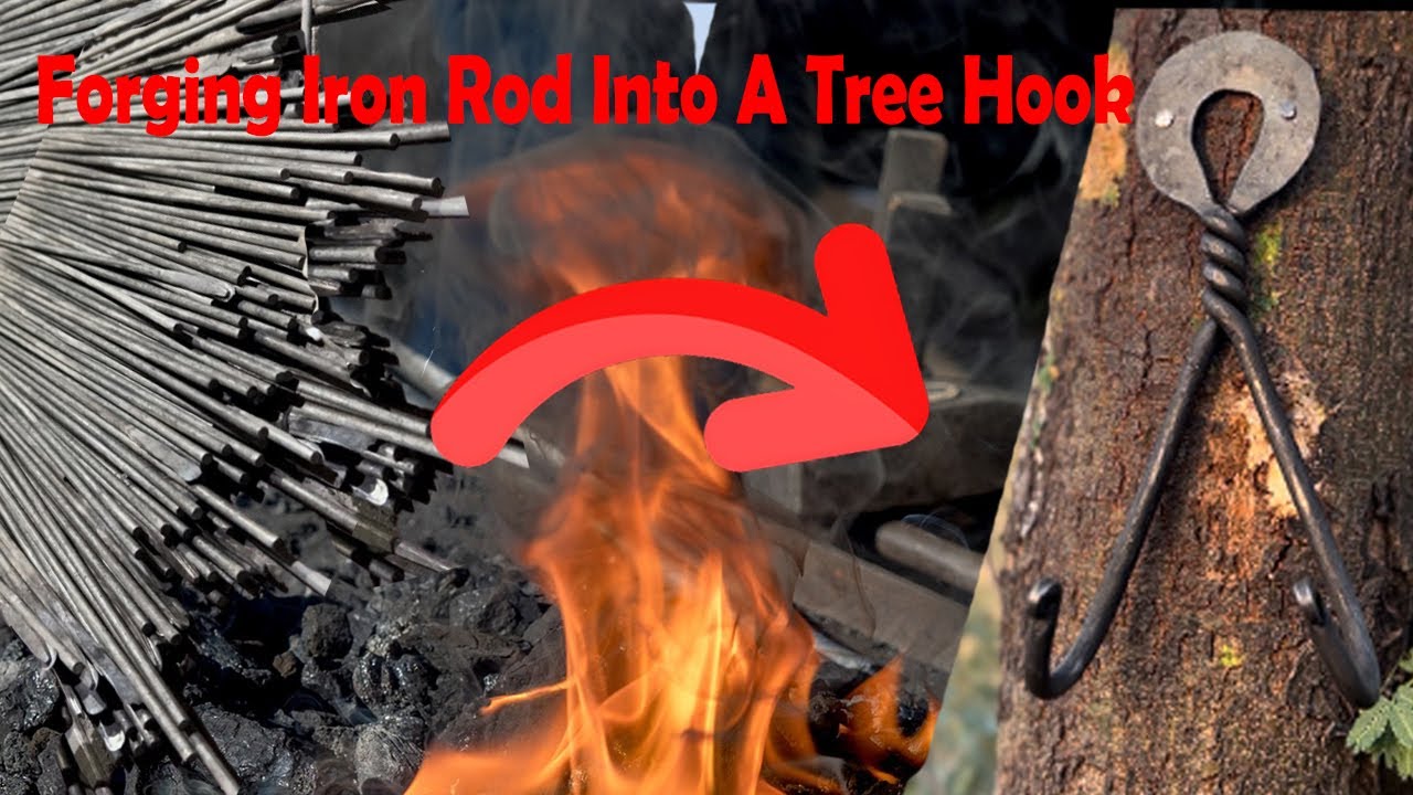 Forging An Iron Rod Into Tree Hook | Asian Blacksmith | Forging | Hand ...