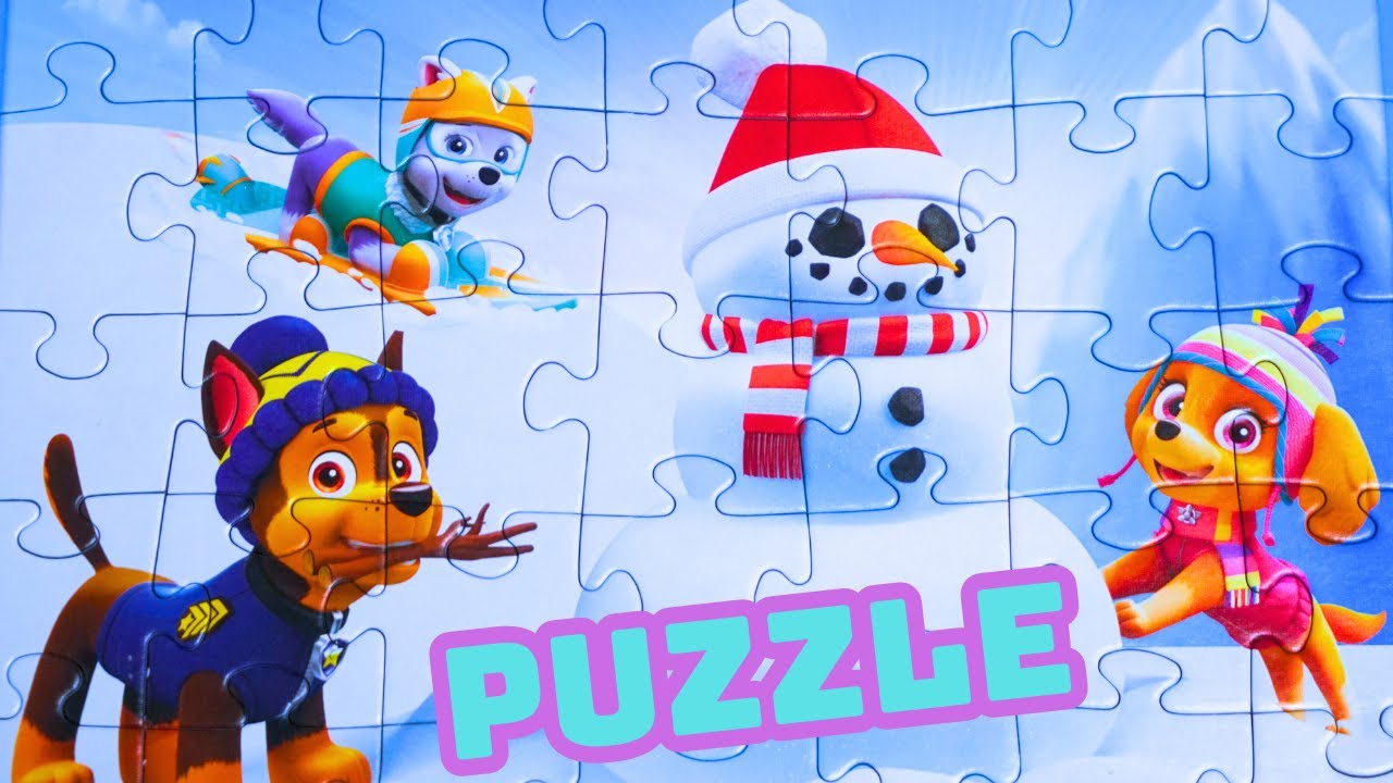 PAW PATROL is building a SNOWMAN BEST PUZZLE Solving Jigsaw PUZZLE for ...