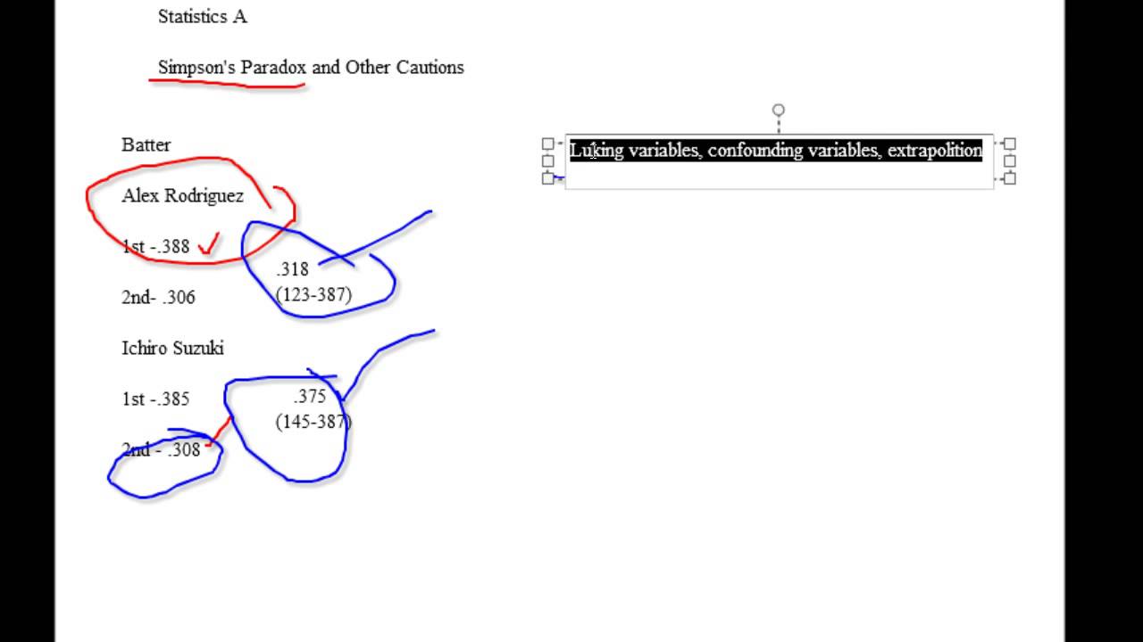 Statistics A - Simpson's Paradox and Other Cautions - YouTube