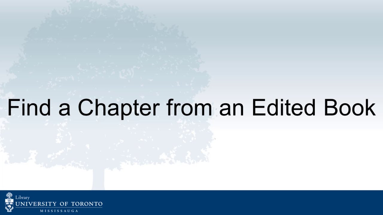 Find a chapter from an edited book - YouTube