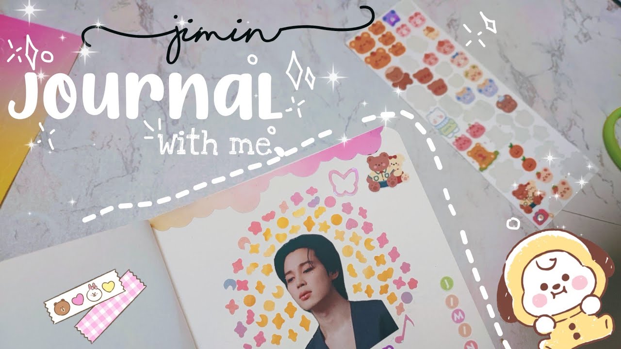 BTS jimin deco with me🌷| journal spread |journal with me | kpop deco ...