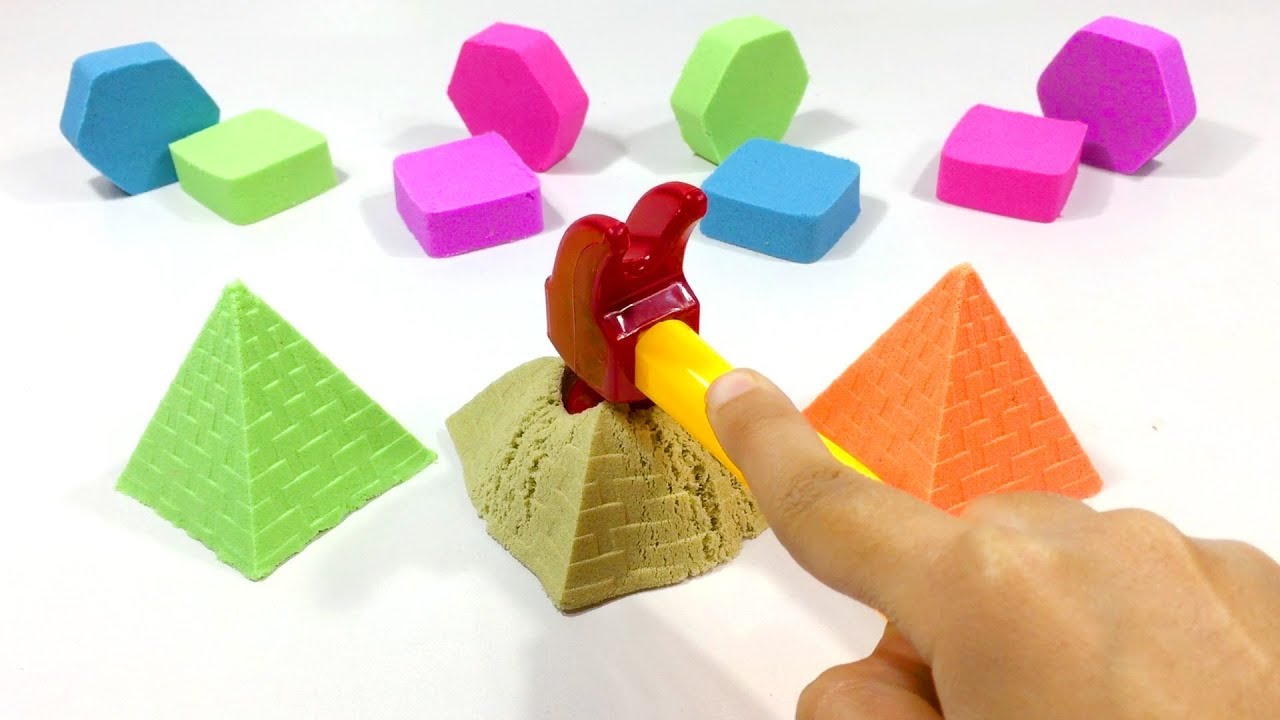 DIY How to Make a Kinetic Sand Pyramid | Kinetic Sand Cutting - YouTube