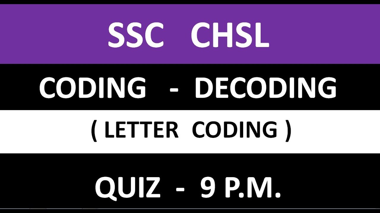 Ssc Chsl Coding Decoding Letter Coding Youtube