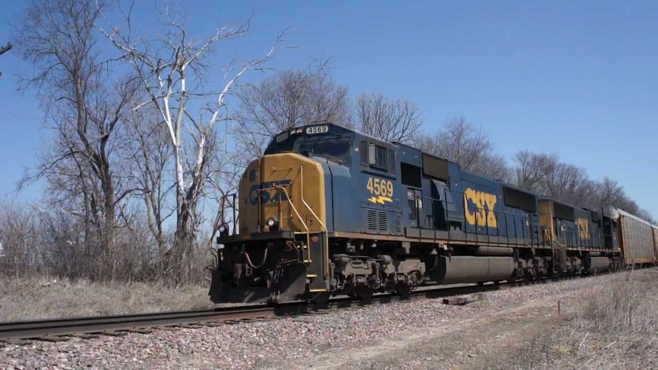CSXT 4569 an SD70MAC leads CP's 273 on 4/4/2013 - YouTube
