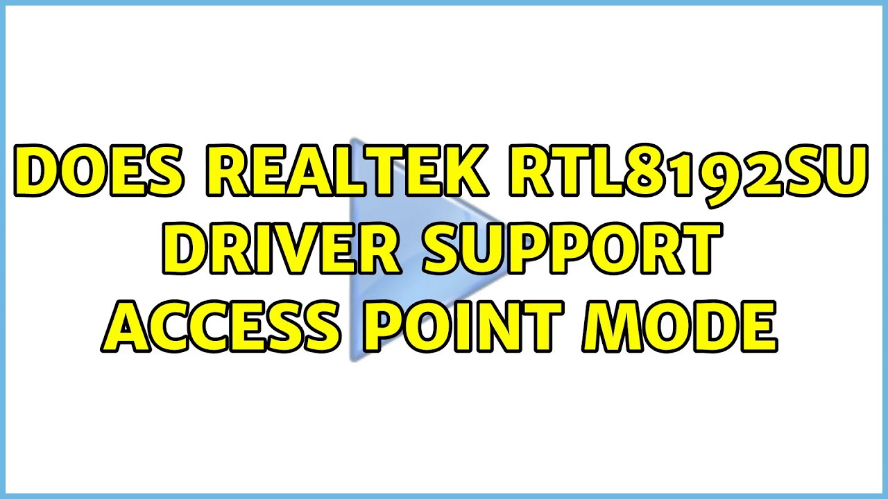 Does Realtek RTL8192SU driver support access point mode - YouTube