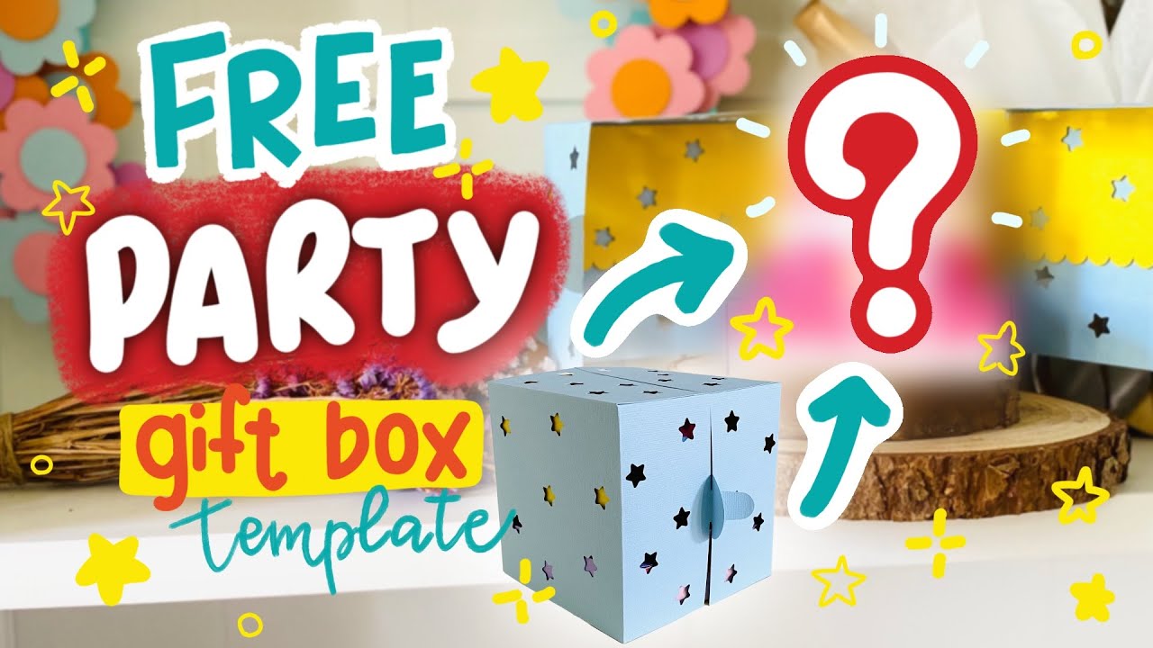 How to make a surprise party gift box - free paper craft template - DIY ...