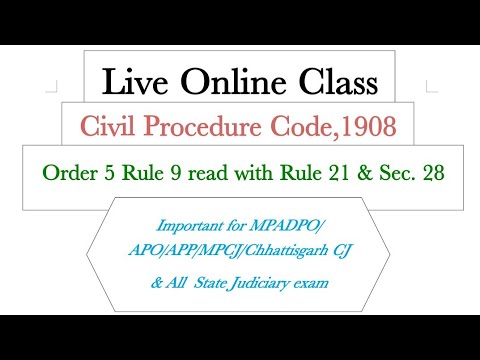 Imp Rules of Order 5(Rule 9 read with Rule 21 & Sec.28 of CPC) for All State Judiciary Exam ...