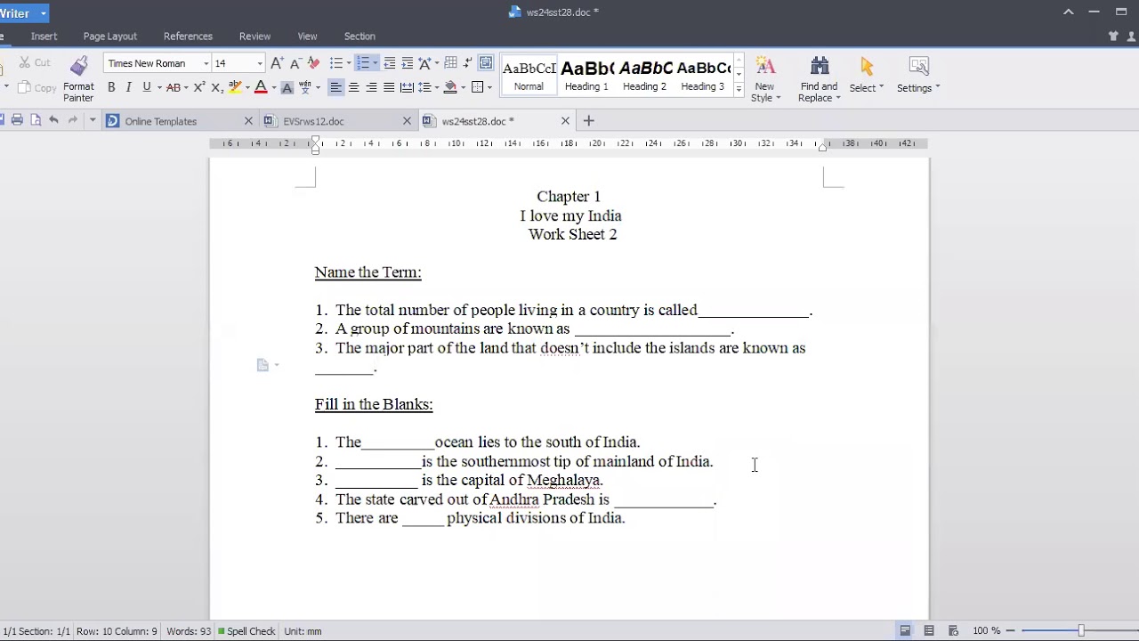 Class 4 - SSt - chapter 1 - I love my india- Work Sheet no 2 - YouTube